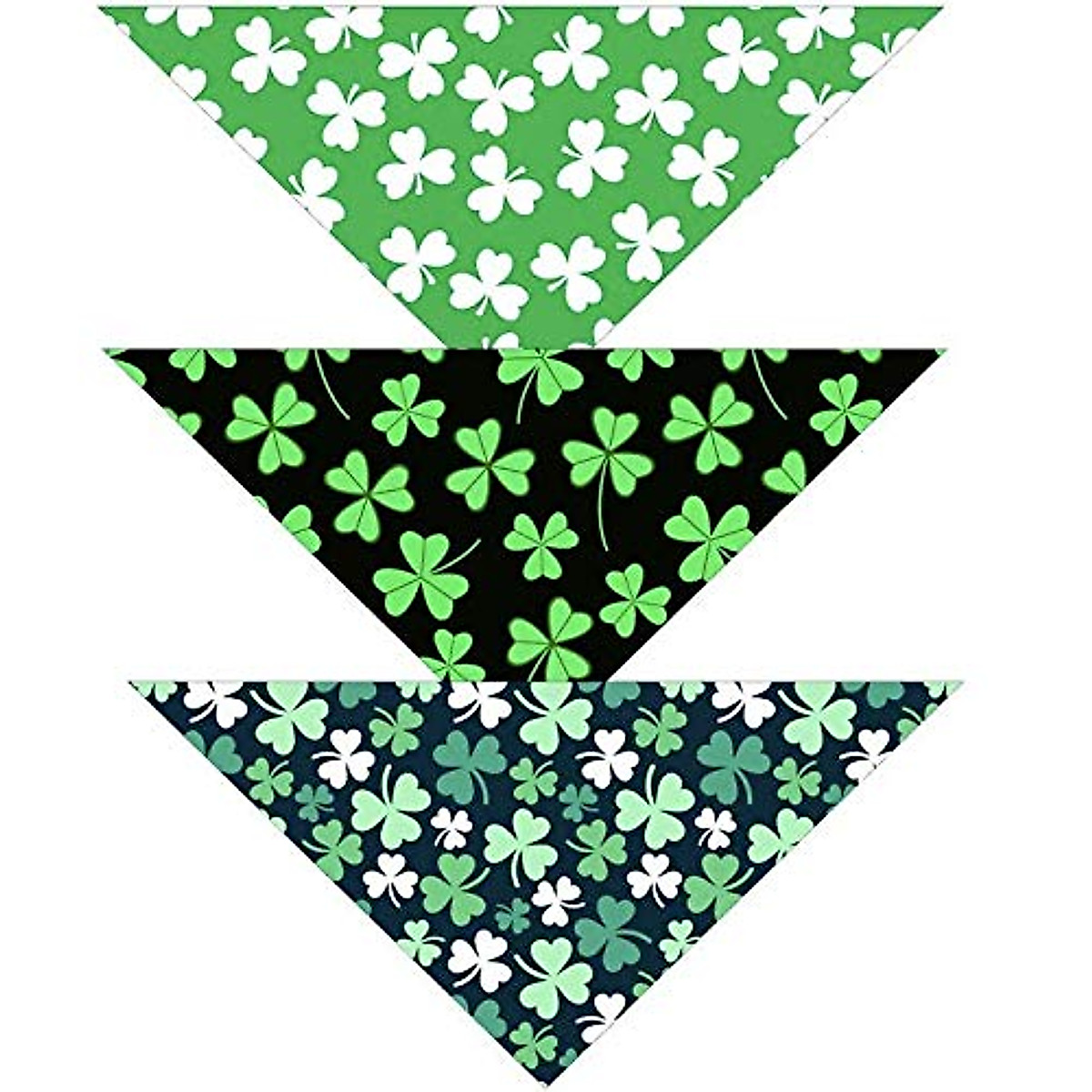Native Pup St. Patrick's Day Dog Bandanas | 3-Pack | Lucky Shamrock Clover Bandanna| (St. Patrick's, Large)
