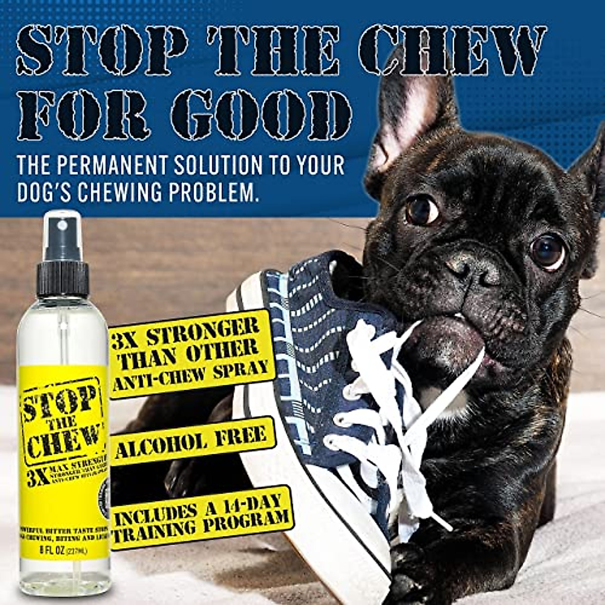 EBPP Stop The Chew 3X Strength Anti Chew Bitter Spray Deterrent for Dogs and Puppies - Alcohol-Free - Most Powerful Bitter Deterrent - 8 Ounce