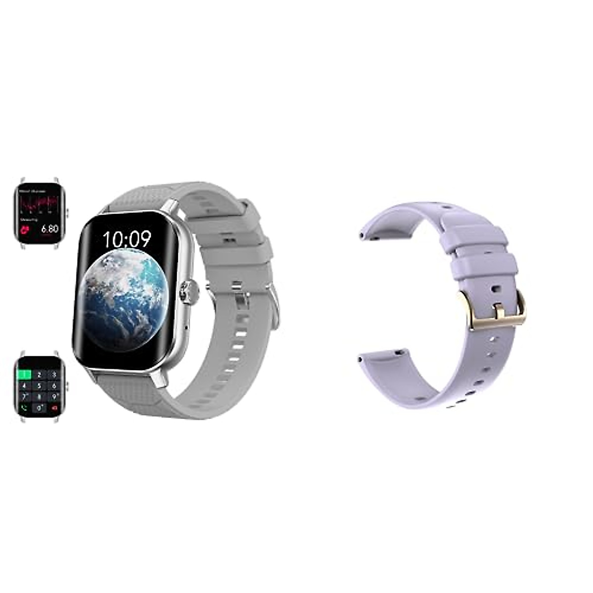 BJNAAL Smart Watch for Android Phones iPhone Compatible & Purple Watch Strap Bundle