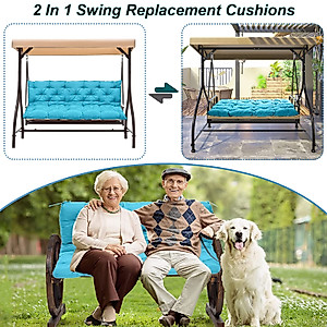 DHIJUPNG Replacement Cushions for Outdoor Swing, Waterproof Porch Bench Swing Cushions 2 Seater for Outdoor Furniture, Thicken 4" Patio Swing Cushions Suitable for 38-42" Swings(Sky Blue 40x40in)