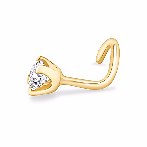 THE JEWEL ZONE 14K Solid Yellow Gold 22G Nose Stud Ring Jewelry Cubic Zirconia 1/1.5/2/2.5/3 MM