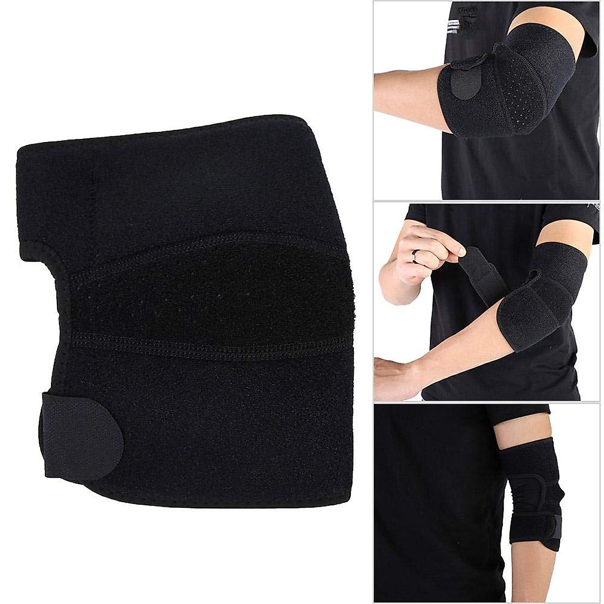 Zer one Fitness Elbow Brace Compression Support Sleeve for Tennis Elbow Sports Elbow Support Pad Guard Strap (Black)