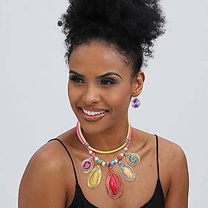Barode African Statement Choker Necklaces Colorful Chunky Bib Collar Necklace Ethnic Indian Tribal Jewelry Set for Women (A)