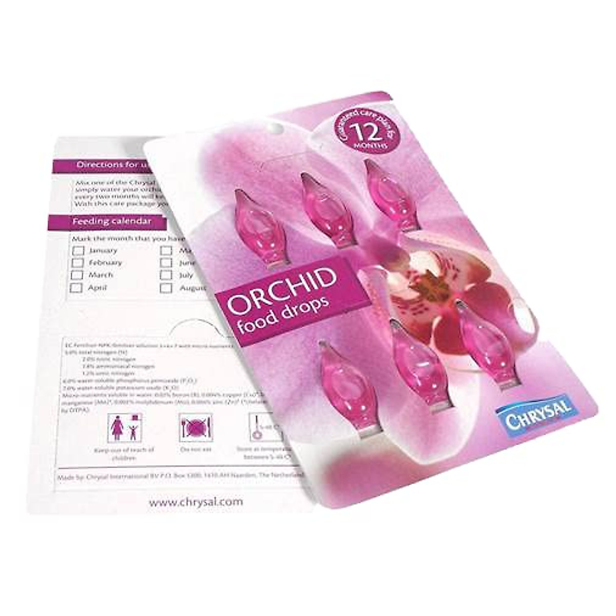 Chrysal Orchid Food Drops — Orchid Care — One Pack for a Year Supply — Concentrated Flower Food for All Species of Orchids — Ideal Florist Supplies — Outdoor and Indoor Plant Food
