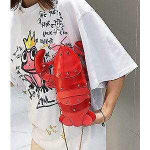 QZUnique Crayfish Shape Handbag Novelty Animal Shaped Purse Crossbody Bag Detachable Shoulder Bag for Women Girl