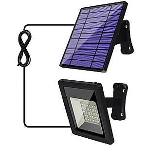Solar Motion Lights Outdoor 2 Packs, Solar Flood Light with Remote, Solar Security Lights, Security Pendant Light Kits for Indoor Home Shed Gazebo Porch, with Adjustable Solar Panel and 15.4Ft Cord