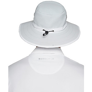 Coolibar UPF 50+ Men's Women's Matchplay Golf Hat - Sun Protective (Large/X-Large- Silver/White)