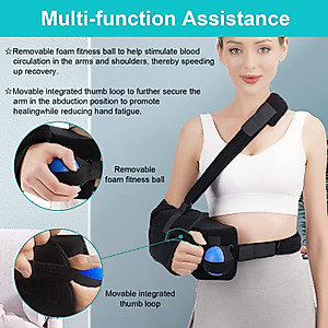 TANDCF bestlife Shoulder Abduction Sling with Removable Pillow & Exercise Ball, Shoulder & Arm Sling Immobilizer for Injury Support, Rotator Cuff, Surgery, Dislocated, Sublexion, Broken Arm