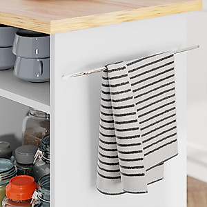 SUNLEI Kitchen Island on Wheels with Storage Cabinet & Drawer, 40" Kitchen Cart Cabinet with Shelves, Cart Handle for Towel Rack or Free Mobility, Portable Islands for Kitchen(White)