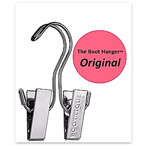 Boottique Boot Organizer: The Boot Rack - Fits in Most Closets- Hangs, Holds, Shapes, & Protects every size and style of Boots (The Boot Rack with 6 Original Silver Hangers)