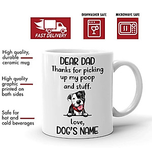 Personalized Pit Bull Coffee Mug, American Pitbull Custom Dog Name, Customized Gifts For Dog Dad, Father's Day, Birthday Halloween Xmas Thanksgiving Gift For Dog Lovers Mugs