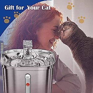 Homtyler Stainless Steel Multiple Pets Water Fountain for Cats Inside, 3 Replacement Filters&Ultra-Quiet Pump, 2.2L/73oz Automatic Dog Dispenser Water Bowl