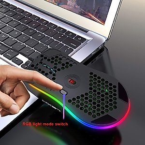 FELICON Portable one Handed Gaming Mechanical Keyboard and Mouse Combo, RGB Backlit Wired Gaming Left Handed and Up to 6400DPI Honeycomb Shell Mouse for PC Laptop Computer