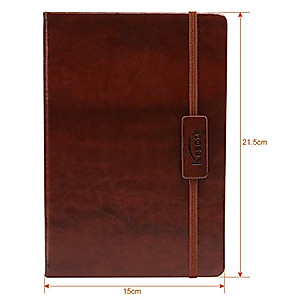 Kesoto A5 Classic Ruled Leather Hardcover Writing Notebook 5.7'' x 8.5'' Lined Journal Diary with Elastic Closure and Expandable Paper Pocket (200 Pages)