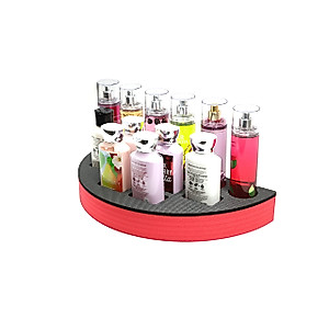 Polar Whale 2 Lotion and Body Spray Stand Organizer Half Circle Large Trays Red Black Durable Foam Washable Waterproof Insert for Home Bathroom Bedroom Office 16.5 x 8.5 x 2 Inches 12 Slots 2pc Pair