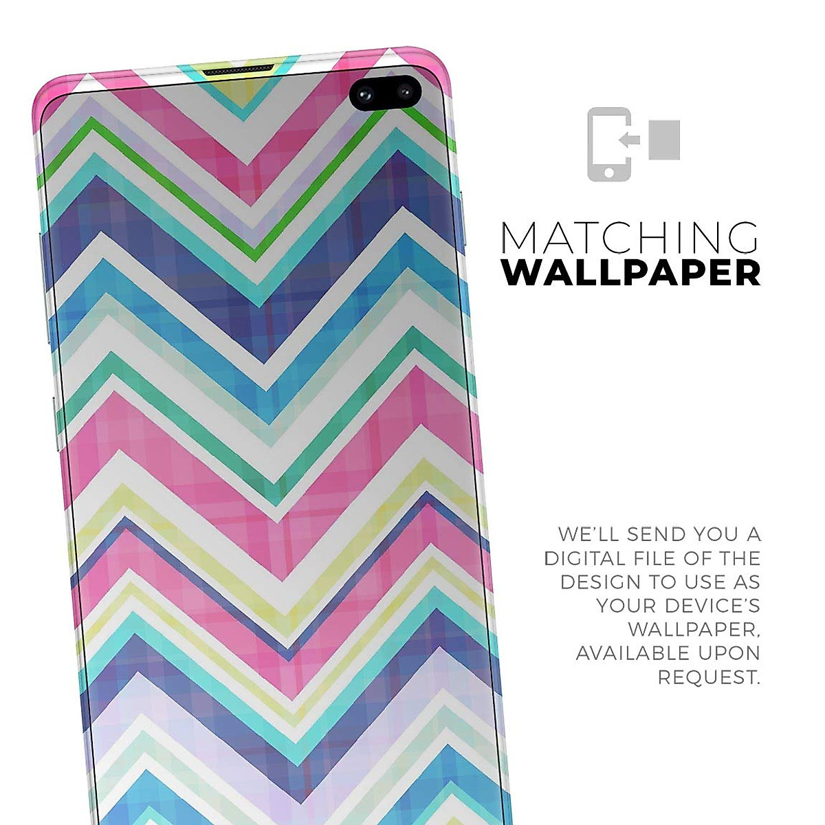 DesignSkinz Vibrant Pink & Blue Layered Chevron Pattern Protective Vinyl Decal Wrap Skin Cover Compatible with The Samsung Galaxy S20 (Screen Trim & Back Glass Skin)