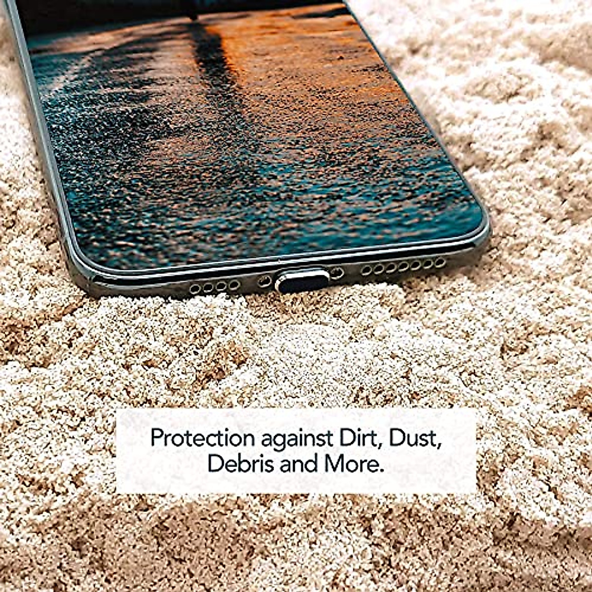 PortPlugs Anti-Dust Plugs (2-Pack) Compatible with iPhone 14/13/12/11/X/XS/8/7, Plus/Max/Pro/Mini, iPad - Aluminum, Includes 2 Holders & Cleaning Brush (Black)