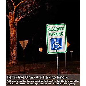 Reserved Parking Signs (4 Pack), Handicap Parking Sign, with Picture of Wheelchair Sign, 18 x 12 Engineer Grade Reflective Sheeting Rust Free Aluminum, Weather Resistant, Waterproof, Durable Ink