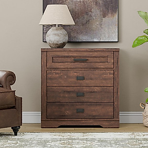 WAMPAT Kids Dresser for Bedroom, Baby Dresser with 4 Drawers Storage Organizer for Toddler Child with Wood Top Metal Frame for Living Room, Nursery, Closet, Apartment,Rustic Brown