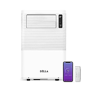 DELLA 11000 BTU Smart WiFi Enabled Portable Air Conditioner, Freestanding Electric Auto Swing Fan Dehumidifier AC Unit with Remote Control, Window Kit Cools Up To 600 Sq. Ft.