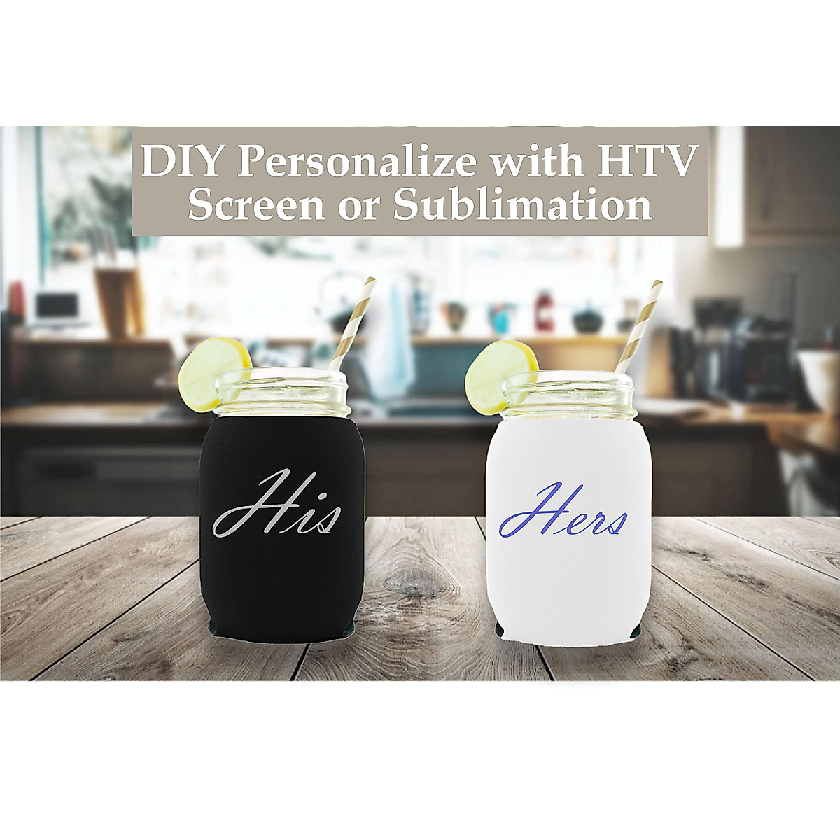 Blank Neoprene Mason Jar Coolie (Fits 16oz Jars) (Variety Color 6 Pack)