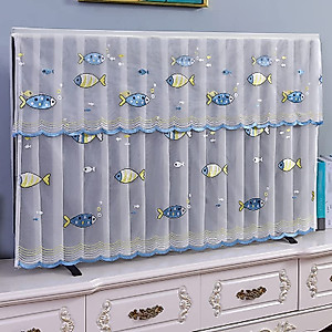YIJIAFEIFEI Dust Cover with Openable Front Flap LCD TV Display Dust Cover Decorative Paintings Lace TV Cover for Curved/Flat TV(Size:40 inch)
