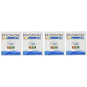 MICRO ESSENTIAL LABORATORY QT-10 Plastic Hydrion Low Range Quat Check Test Paper Dispenser, Single Roll, Food Service Test Strips, 0-400ppm (Fоur Paсk)