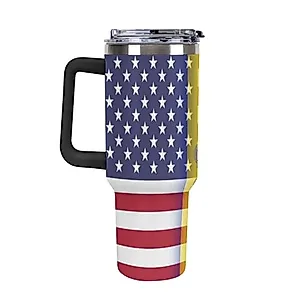U.S.A Andorran Flag 40oz Water Bottle Double Wall Insulated Tumbler with Handle Leakproof Travel Mug Black-style