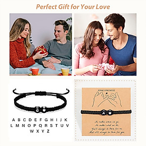 Initial Bracelet for Men Women Letter Charm Couples Bracelets Handmade Gift for Bf and Gf Custom Personal Jewelry Bracelet Birthday Anniversary Gifts for Men Women