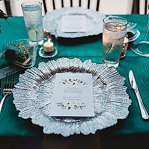 WUWEOT 12 Pack Silver Charger Plates, 13" Round Plastic Reef Plate Chargers with Flora Reef Design for Wedding Dinner Party Decoration