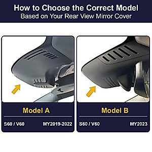 Fitcamx 4K Dash Cam Suitable for Volvo 2023 S60 V60 B5 B6 T5 T8, Integrated OEM Look, 2160P High Definition Video, Built-in WiFi, Loop Recording, G-Sensor, WDR Night Vision, Plug&Play, 64GB Card