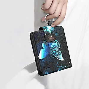 Singolas for Galaxy Z Flip 5 Case, Butterfly Samsung Z Flip 5 Case Wallet Card Holder Slot Leather Flip Protective Samsung Galaxy Z Flip 5 Case with Ring Shockproof Pocket Case for Samsung Z Flip 5 5G