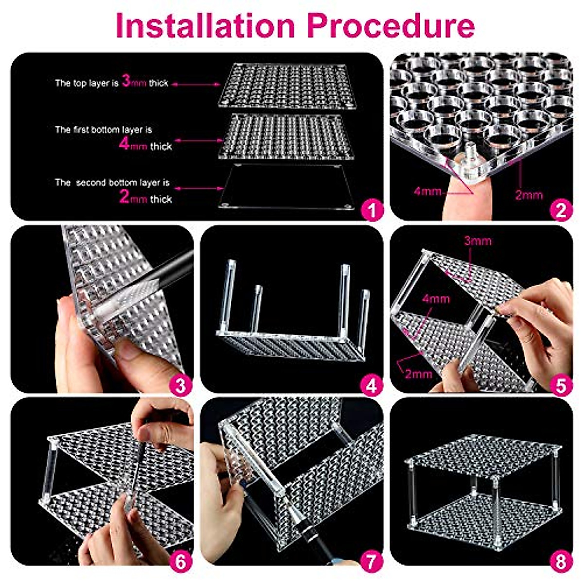 96 Hole Pencil Brush Holder Acrylic Pen Holder Desk Stand Organizer for Pencils Paint Brushes Markers Display and Home Storage (2 Pieces)