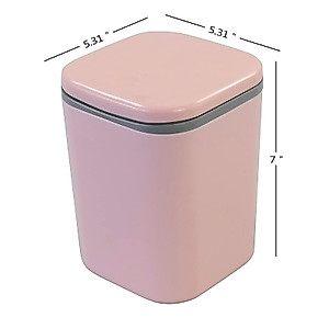 Bringer Plastic Countertop Tiny Waste Can, 0.5 Gallon Mini Garbage Can with Push-on Lid, Pink