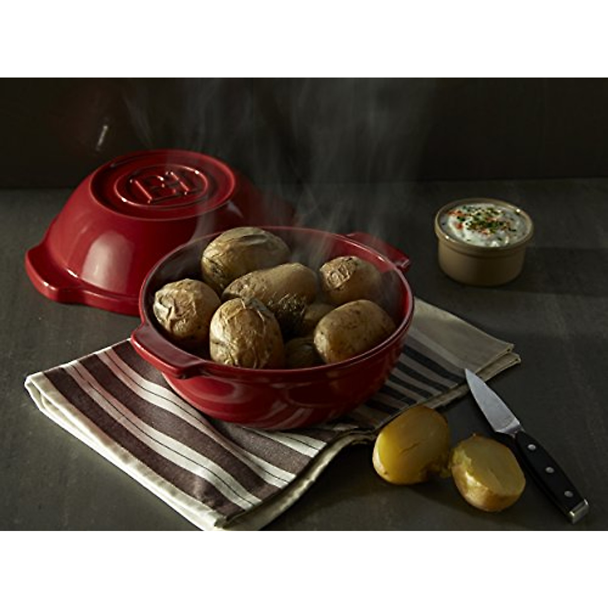 Emile Henry Ceramic Bread/Potato Cooker | Burgundy