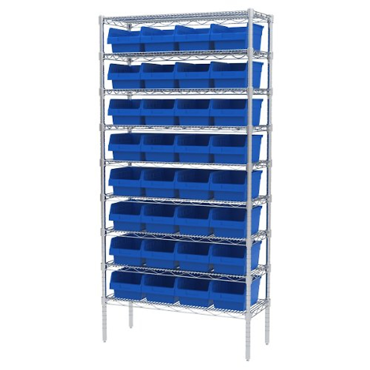Akro-Mils 30080 Plastic Nesting ShelfMax Storage Bin Box, (12-Inch x 8-Inch x 6-Inch), Blue, (8-Pack)