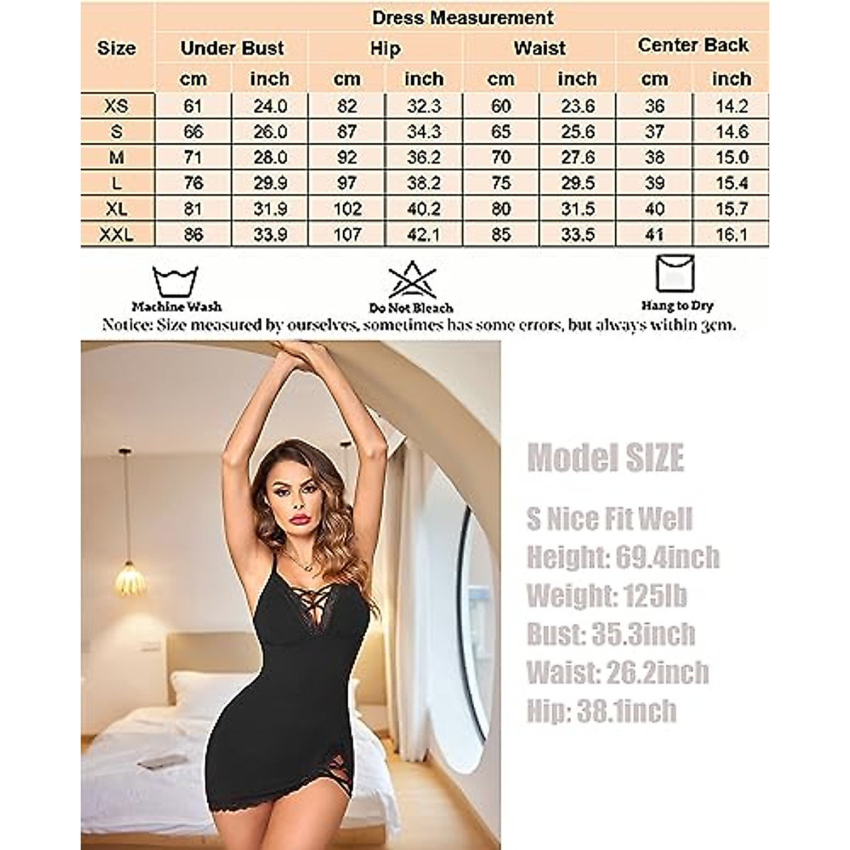 Avidlove Sexy Nightgowns for Women Cotton Nighties V-Neck Full Slip Chemise Sleep Lingerie Dress(Black,XXL)