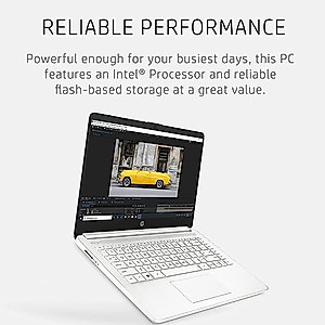 HP Stream Laptop, 14" HD Display, Intel Celeron N4120 Processor, 16GB Memory, 320GB Storage (64GB eMMC + 256GB Card), 1-Year Office 365, Webcam, HDMI, Wi-Fi, USB-C, Windows 11 Home, White, JVQ MP