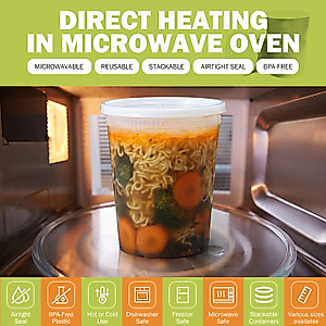 MANSHU 30 Sets 32oz Plastic Deli Food Storage Soup Containers with Airtight Lids, Food Prep and Storage.