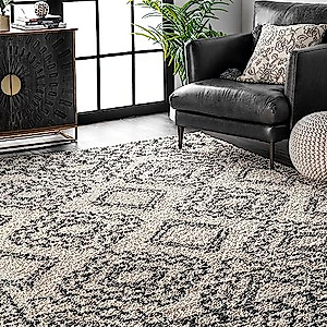 nuLOOM Lacey Moroccan Geometric Shag Area Rug, 8x10, Off-white