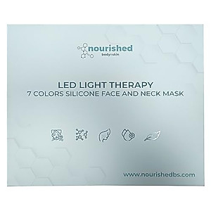 Nourished Bodynskin LED Light Therapy Face & Neck Mask - Facial Skin Care Device - 7 Colors Red & Blue - Rejuvenation, Anti-aging Product for Wrinkles