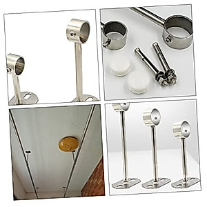 Operitacx 2pcs Pole Crane Curtain Rod Silver Heavy Duty Brackets Universal Socket Flange Rod Stainless Steel Closet Rod Closet Rod Support Universal Wall Mount Holder Shower Rods Holder Pole