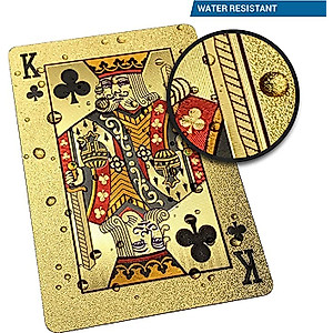 MSTICORA Gold Foil Poker Set - US Dollar Playing Cards - Plastic Playing Cards - Casino Cards(Gold 1 Deck)