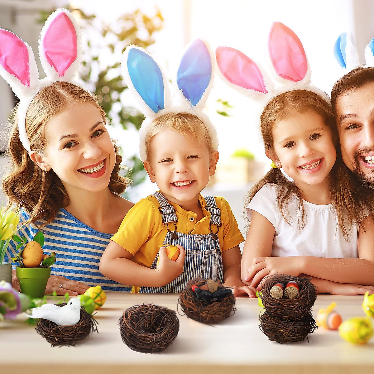 12 Pcs Artificial Bird Nest Easter Handmade Natural Rattan Bird Nests for Easter Garden Yard Home Crafts Party Wedding Patio Succulent Planter DIY Terrarium Moss Landscape (2.36 Inch)