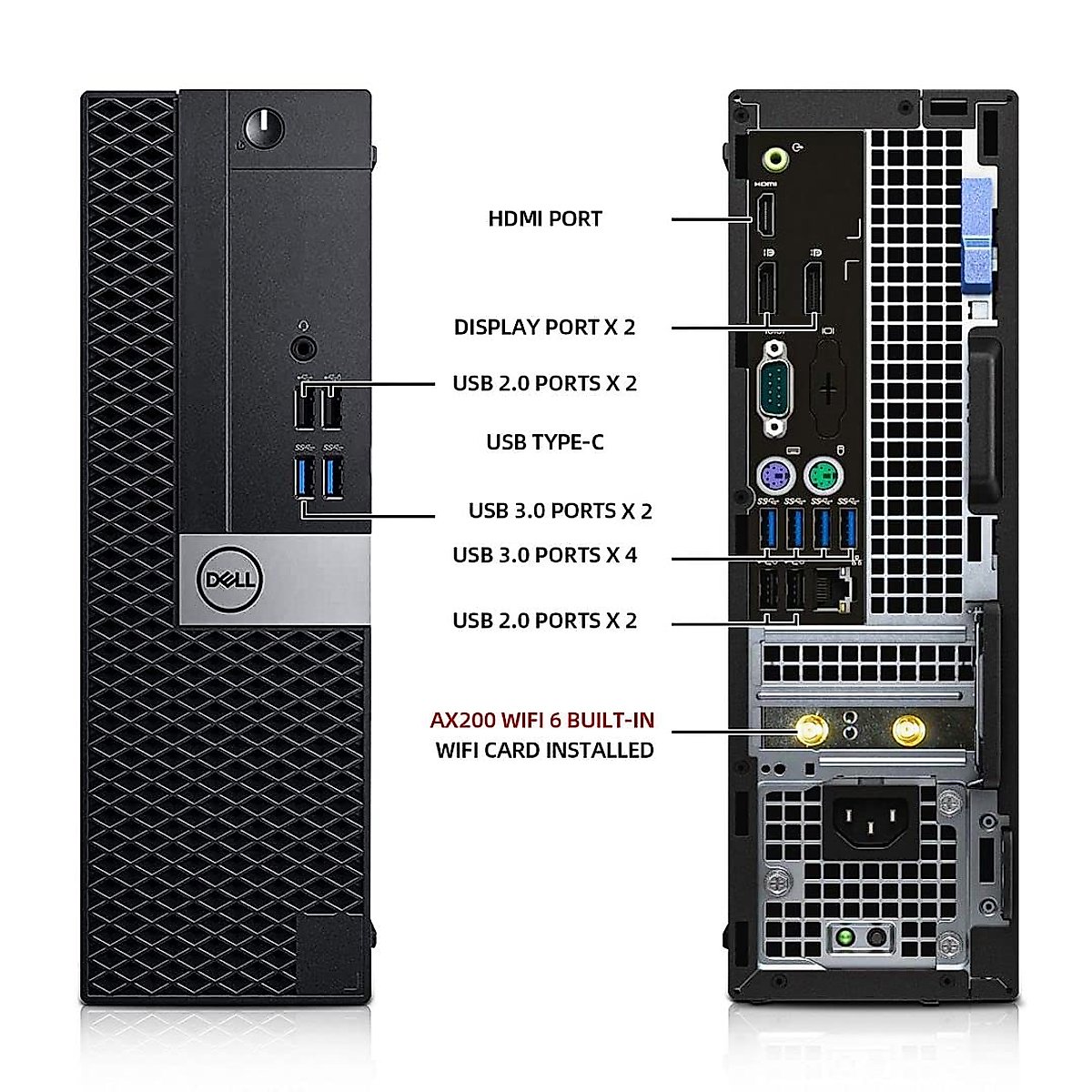 Dell OptiPlex 5050 Desktop Computers PC i7-7700 3.6GHz, 32GB Ram 1TB M.2 NVMe SSD+2TB HDD, AX200 Built-in WiFi 6, Bluetooth 5.2 HDMI, Dual Monitor Support, RBG Speaker, Refurbished Computer(Renewed)