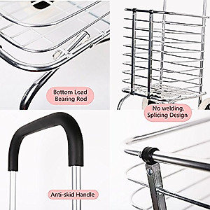 Lucky Tree Folding Shopping Cart with 2 Wheels Compact Superlight Aluminum Grocery Dolly Collapsible Utility Cart