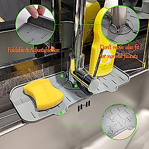 JODEILIY Kitchen Silicone Faucet Sink Splash Guard,Faucet Water Catcher Mat,Sink Draining Pad Behind Faucet,Silicone Drying Mat