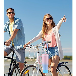 40 oz Tumbler with Handle and Straw & 6PCS Cup Accessories for 40 oz Cup - Vacuum Insulated Stainless Steel Double Wall Water Bottle Travel Coffee Mug - Holiday Gifts for Women Men (Bubble)