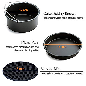 8 inch Air Fryer Accessories with Recipe Cookbook, Compatiblefor 5.3 QT-5.8 QT and Larger Size Air Fryer and Pressure Cooker, Gowise USA, COSORI,Cozyna