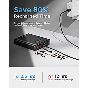 MRGLAS Portable Charger The Smallest 22.5W 10000mAh Power Bank Mini PD3.0 & QC4.0 Fast Charge Portable Battery Charger Tri-Output USB C in & Out Phone Charger Compatible iPhone 14 Pro Max iPad Samsung